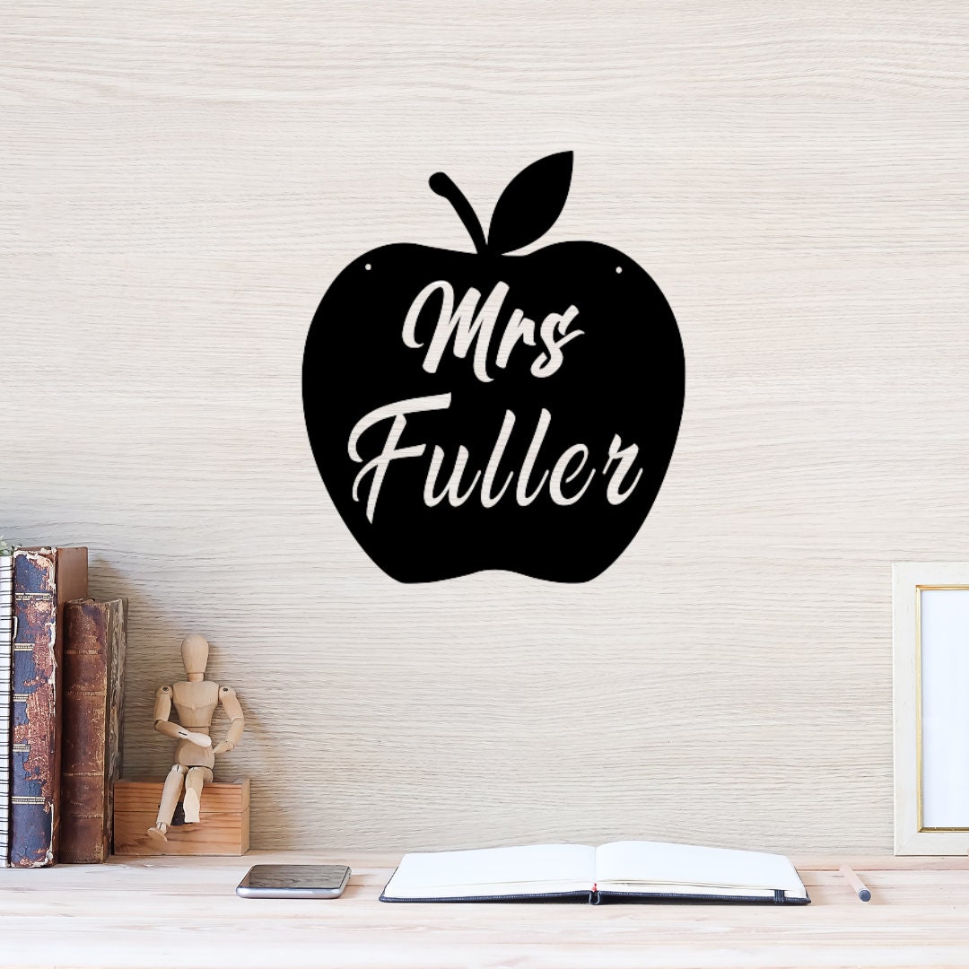 Custom Teacher Sign, Metal Teacher Apple Sign, Custom Teacher Metal ...