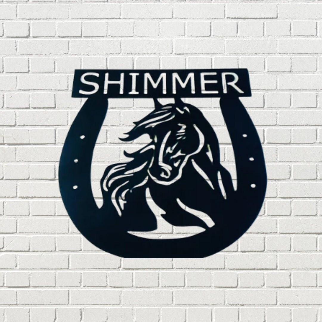 Horseshoe Metal Art, Custom Horse Sign, Personalized Barn Sign, Rustic ...