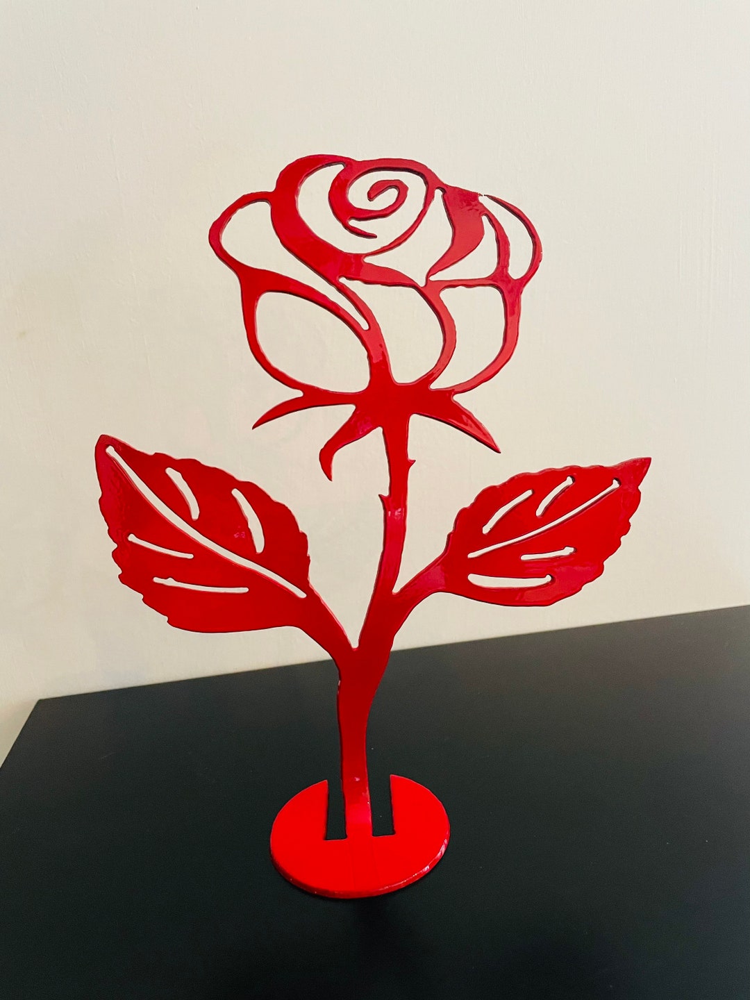 Standing Metal Rose, Metal Rose Art, Metal Valentines Day Gift ...