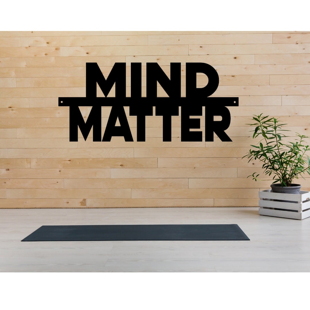 Metal Gym Sign, Gym Wall Decor, Mind Over Matter Sign, Workout Room ...