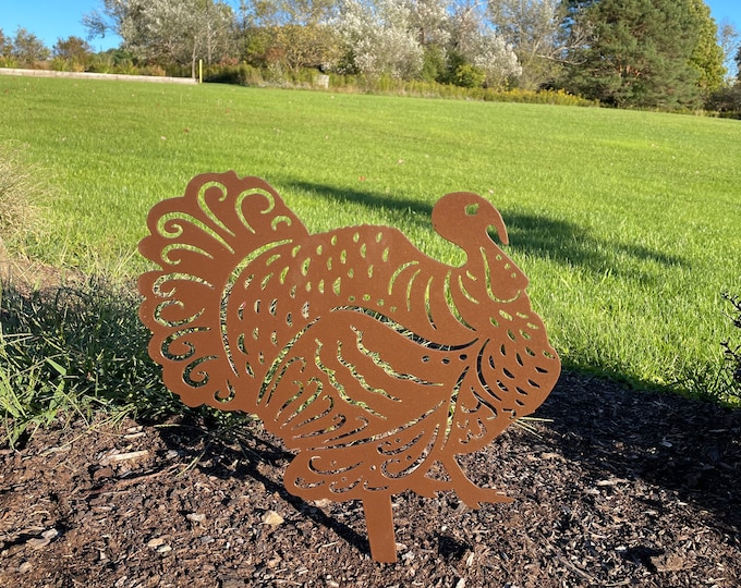 Metal Turkey Stake, Turkey Yard Stake, Metal Fall Turkey Decor, Metal ...
