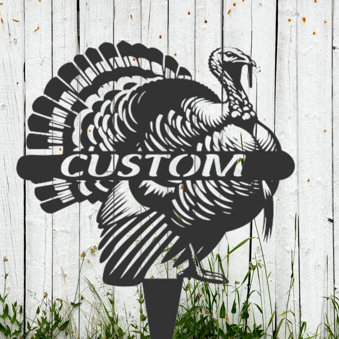 Custom Metal Turkey Garden Stake | Thanksgiving Decor | Rustic Outdoor ...