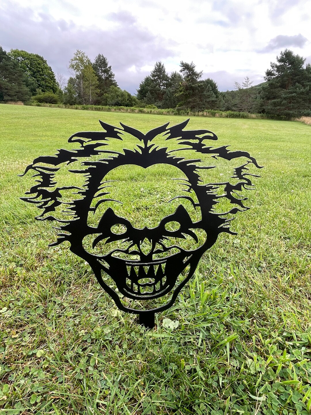 Metal Clown Yard Stake, Clown Head Metal Stake, Scary Halloween Yard ...