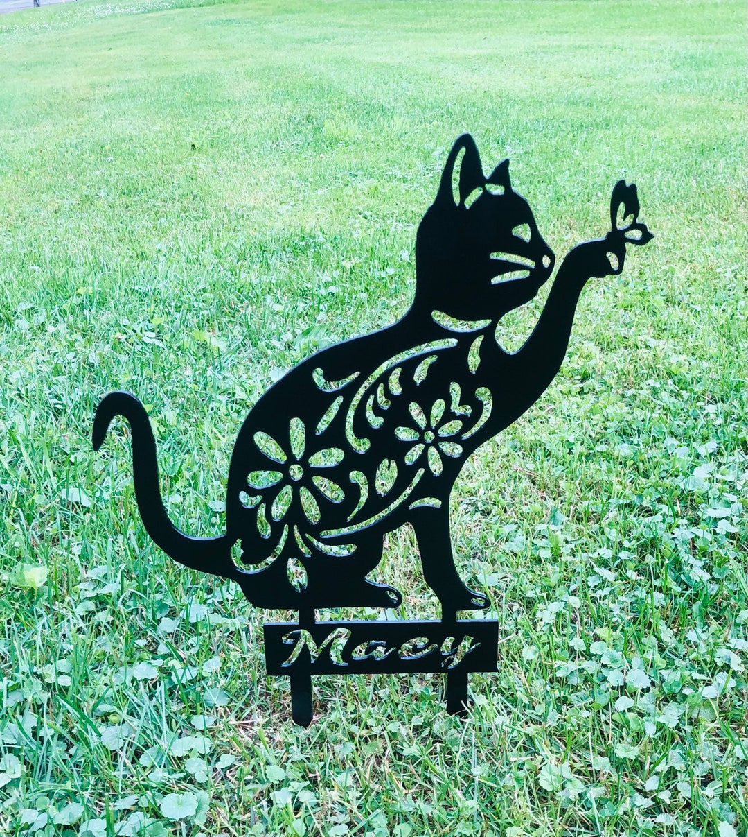 Metal Yard Art, Custom Garden Sign, Cat Garden Stake - Etsy