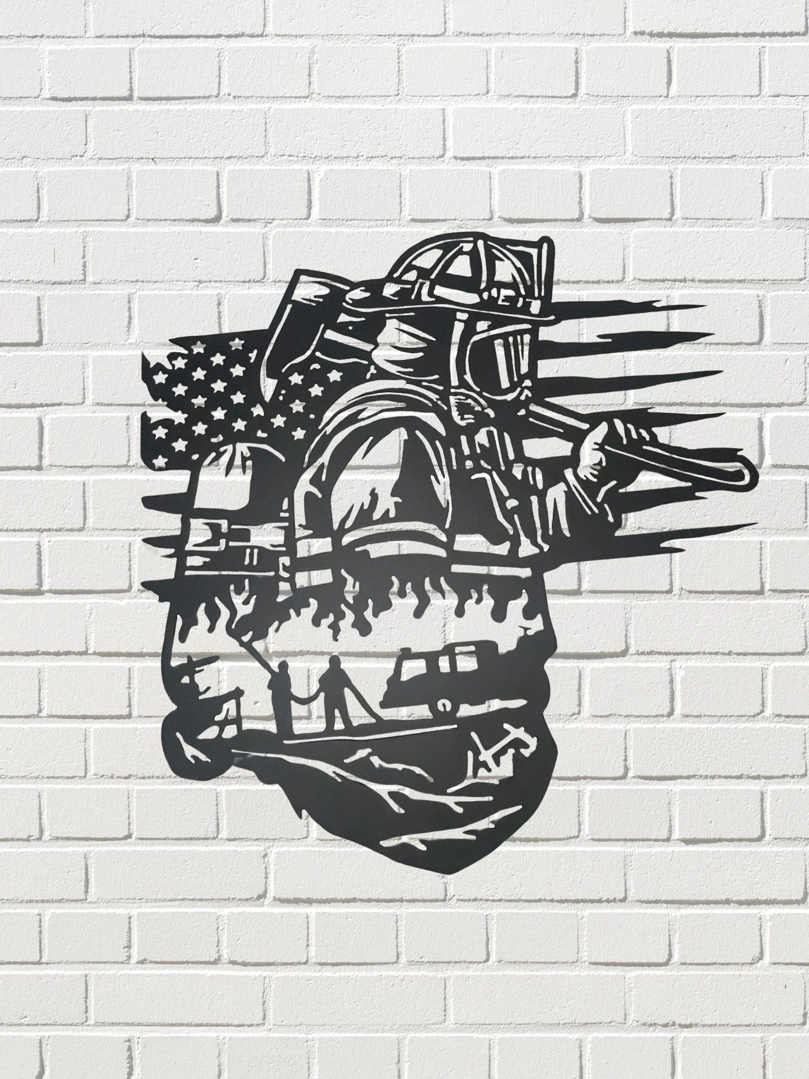 Firefighter American Flag DXF/SVG File, American Flag DXF File, Plasma ...