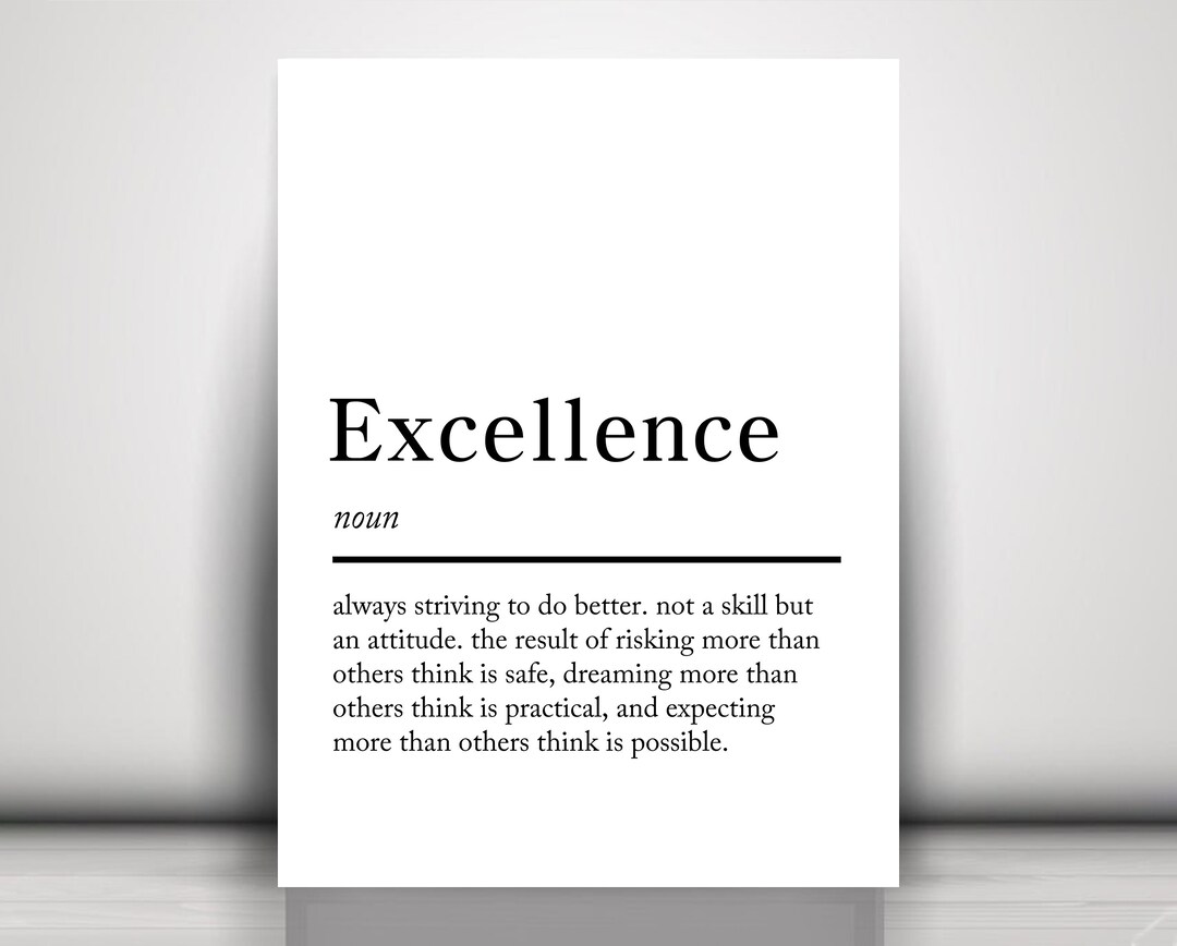 Excellence Definition Print: Quote Canvas Wall Art - Etsy