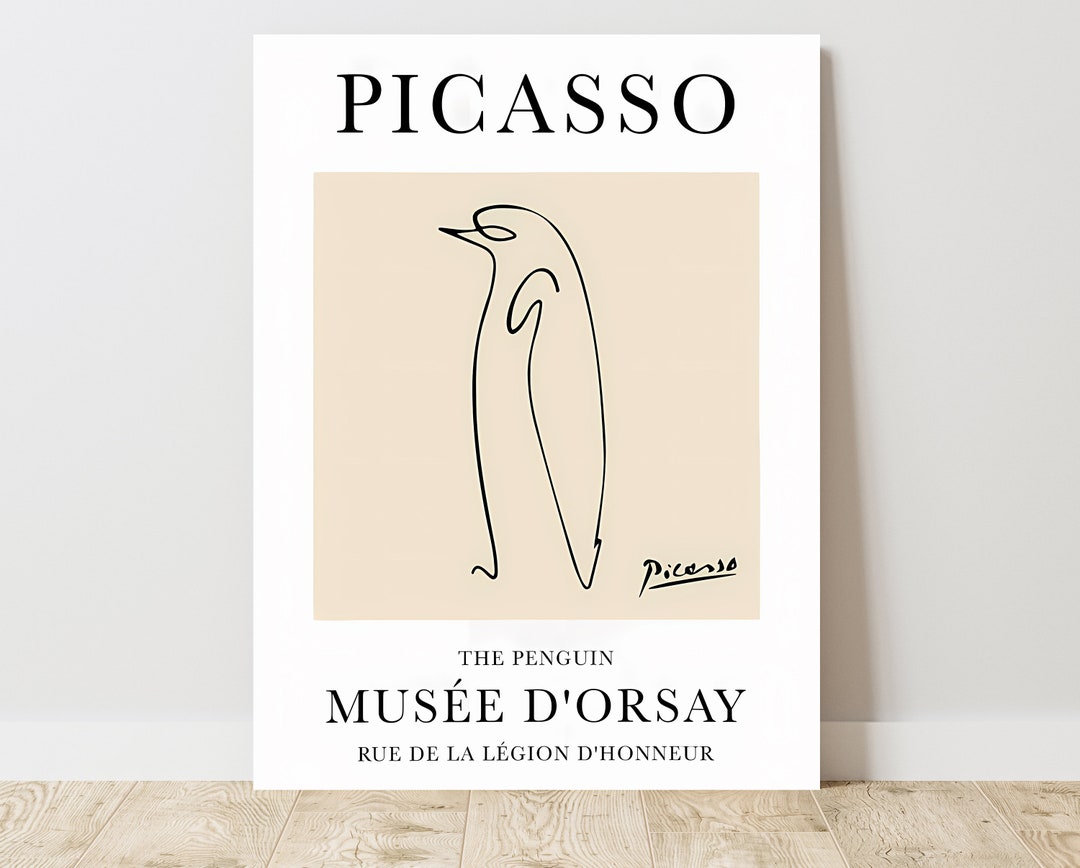 Picasso Penguin Sketch Line Drawing Art Print | Esquisse Le Pingouin ...