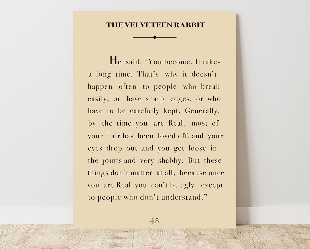 The Velveteen Rabbit Quote , Canvas Art Print J_908 - Etsy