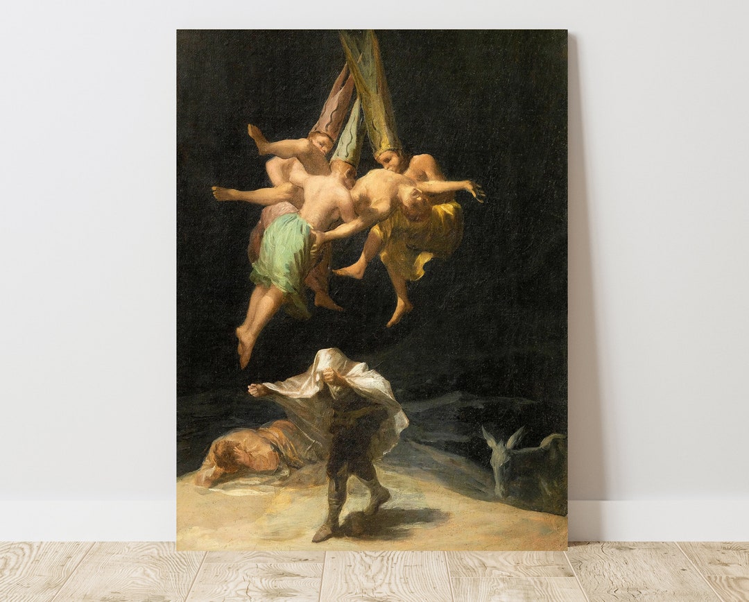 Francisco Goya, Witches' Flight (1797) , Vintage Canvas Art Print J_788 ...