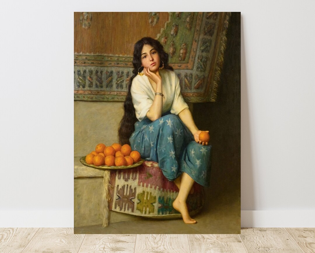 Enrique Serra Auque, the Orange Seller, Vintage Canvas Art Print J_691 ...