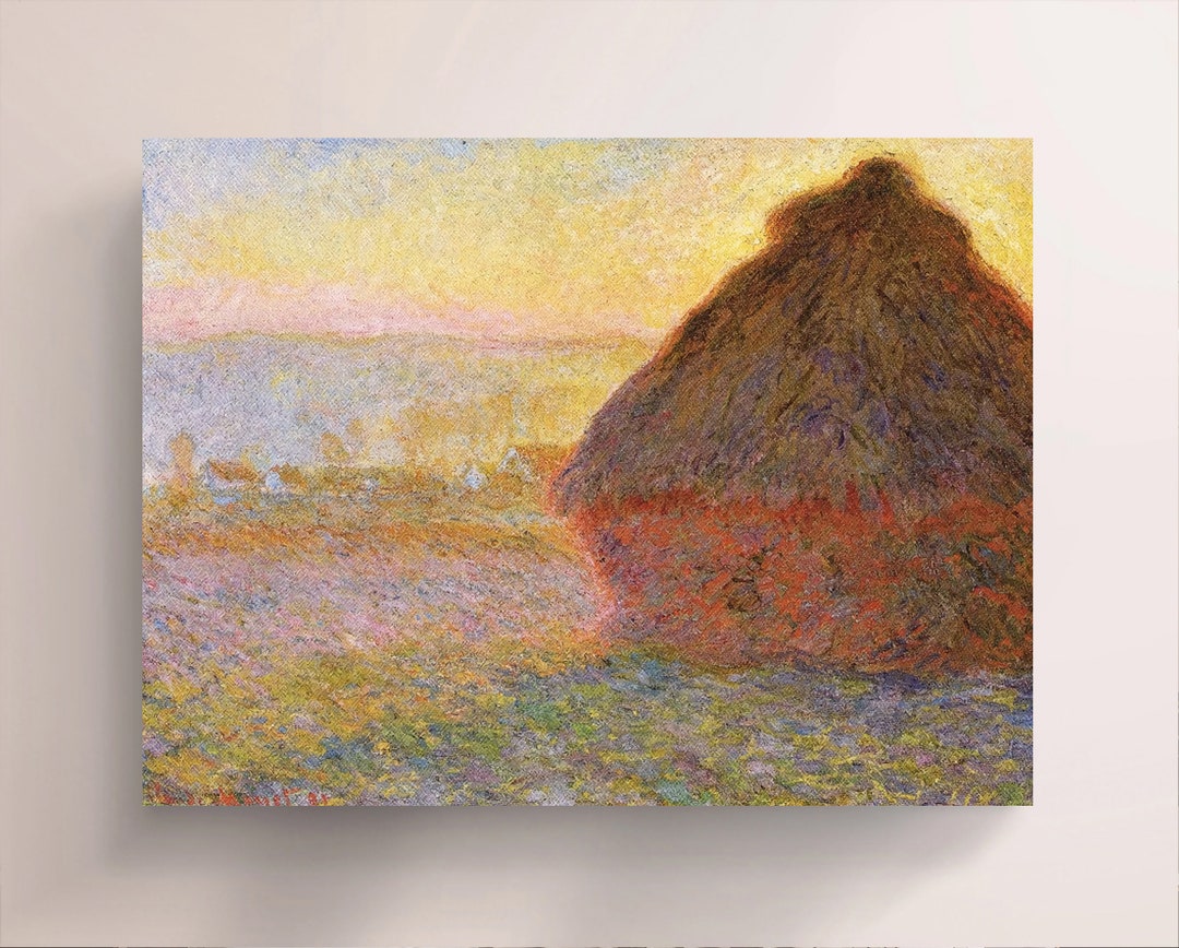 Claude Monet, Haystacks, Sunset (1891), Vintage Canvas Art Print J_583 ...