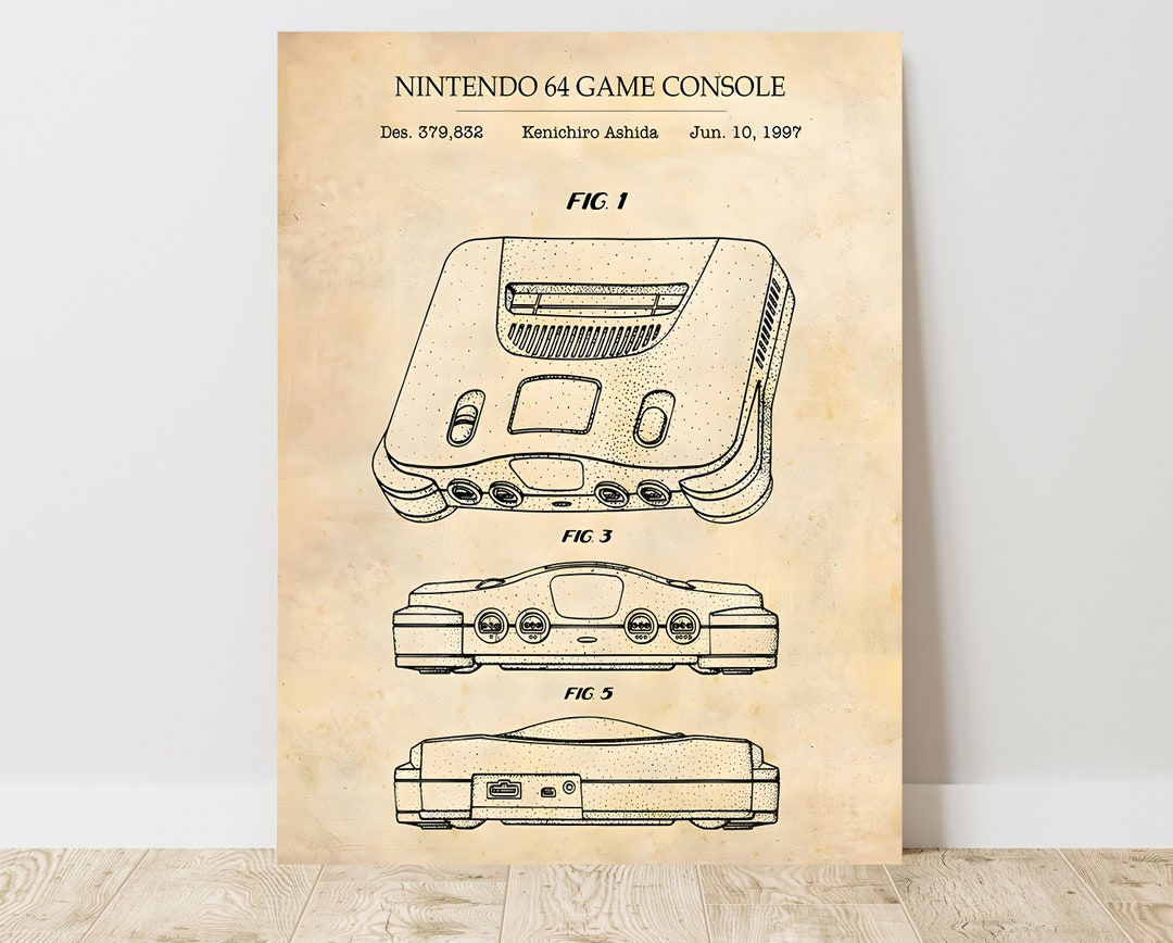 Nintendo 64 Patent Poster, Vintage Exhibition Canvas Art Print J_457 - Etsy