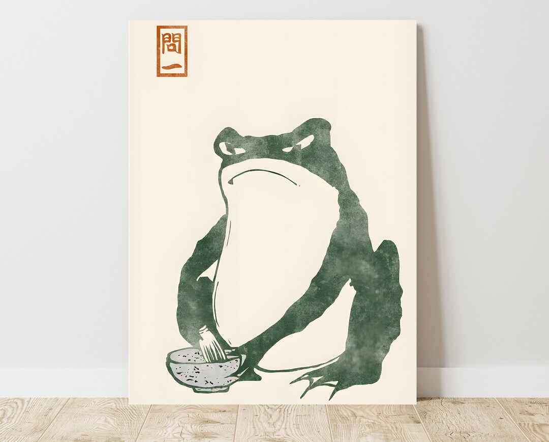 Japanese Frog Matsumoto Hoji Toad Woodblock, Vintage Exhibition Canvas ...