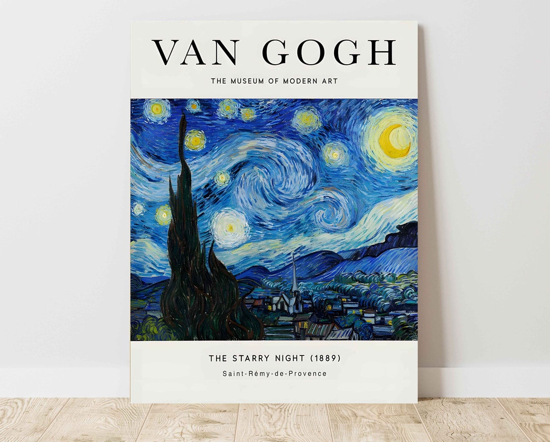 Van Gogh the Starry Night 1889, Vintage Exhibition Canvas Art Print J ...