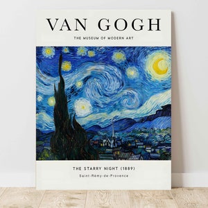 Van Gogh the Starry Night 1889, Vintage Exhibition Canvas Art Print J ...