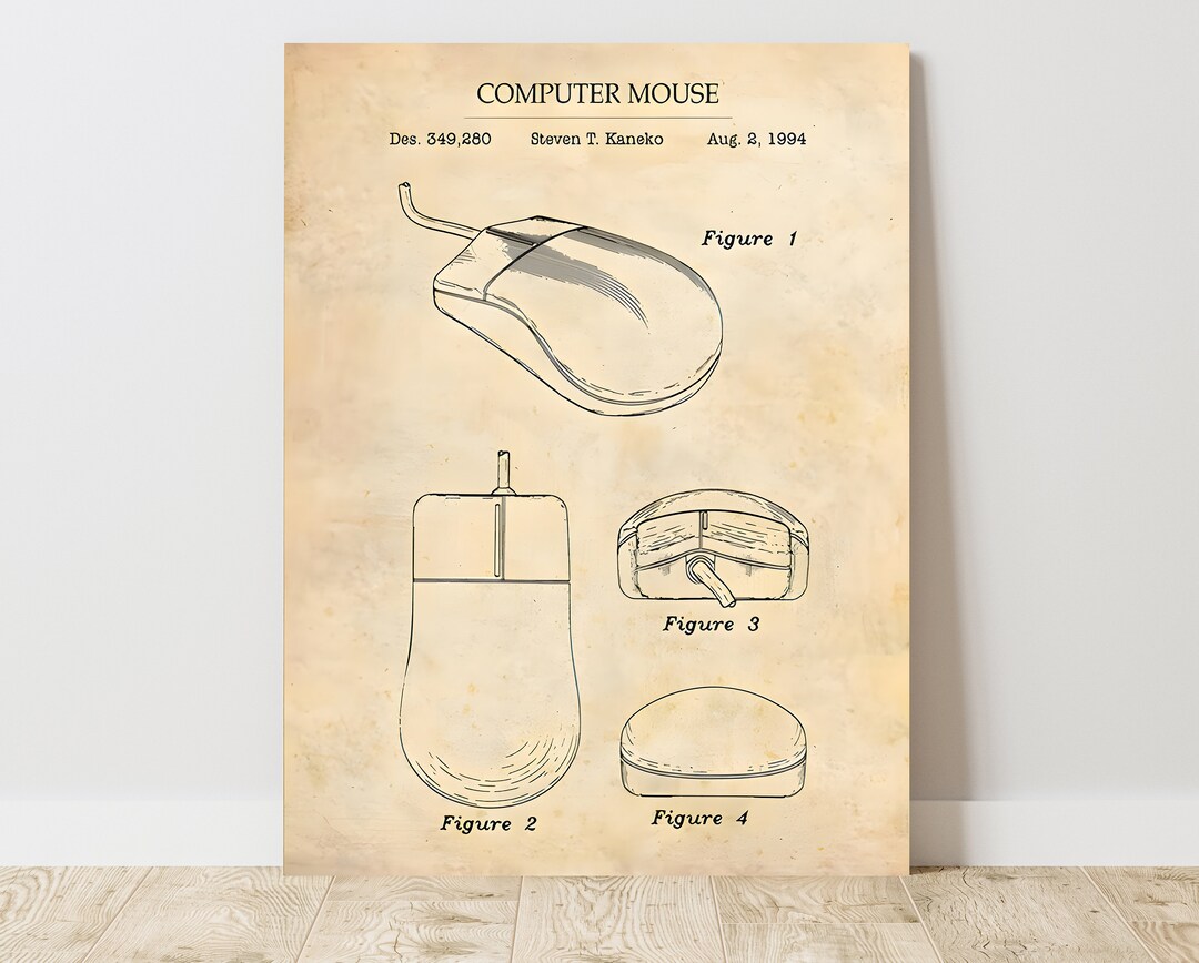 Computer Mouse Patent Poster, Vintage Exhibition Canvas Art Print J_456 ...