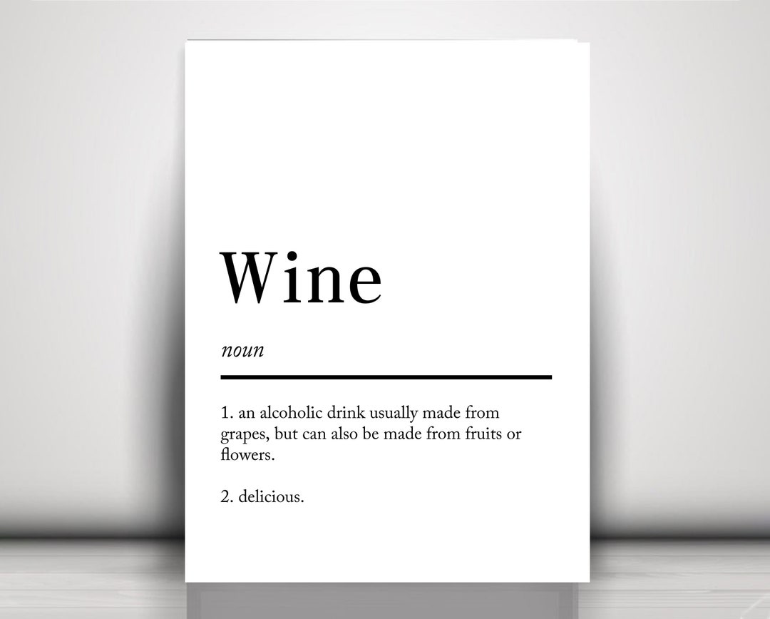 Canvas Wall Art, Wine Definition Print Poster Quote Wall-art Gift Wall ...