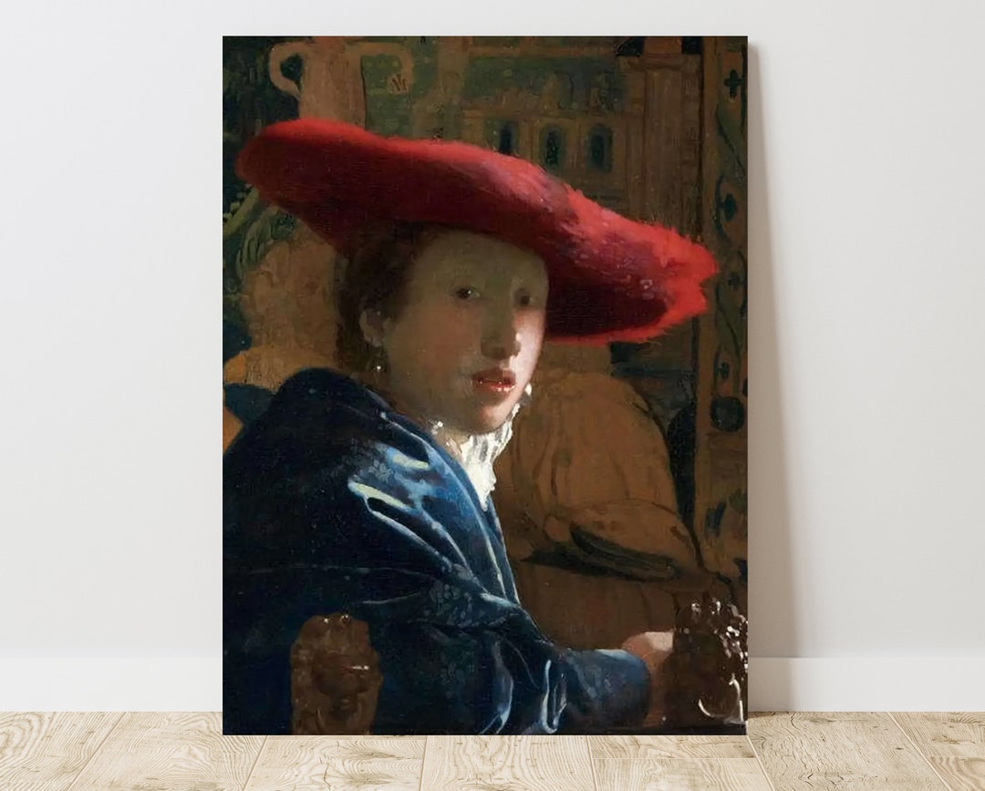 Johannes Vermeer, Girl With a Red Hat (1665) , Vintage Canvas Art Print ...