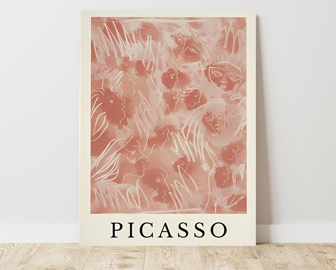 Picasso Variant of Faces Art Print | Pablo Picasso Vintage Exhibition ...
