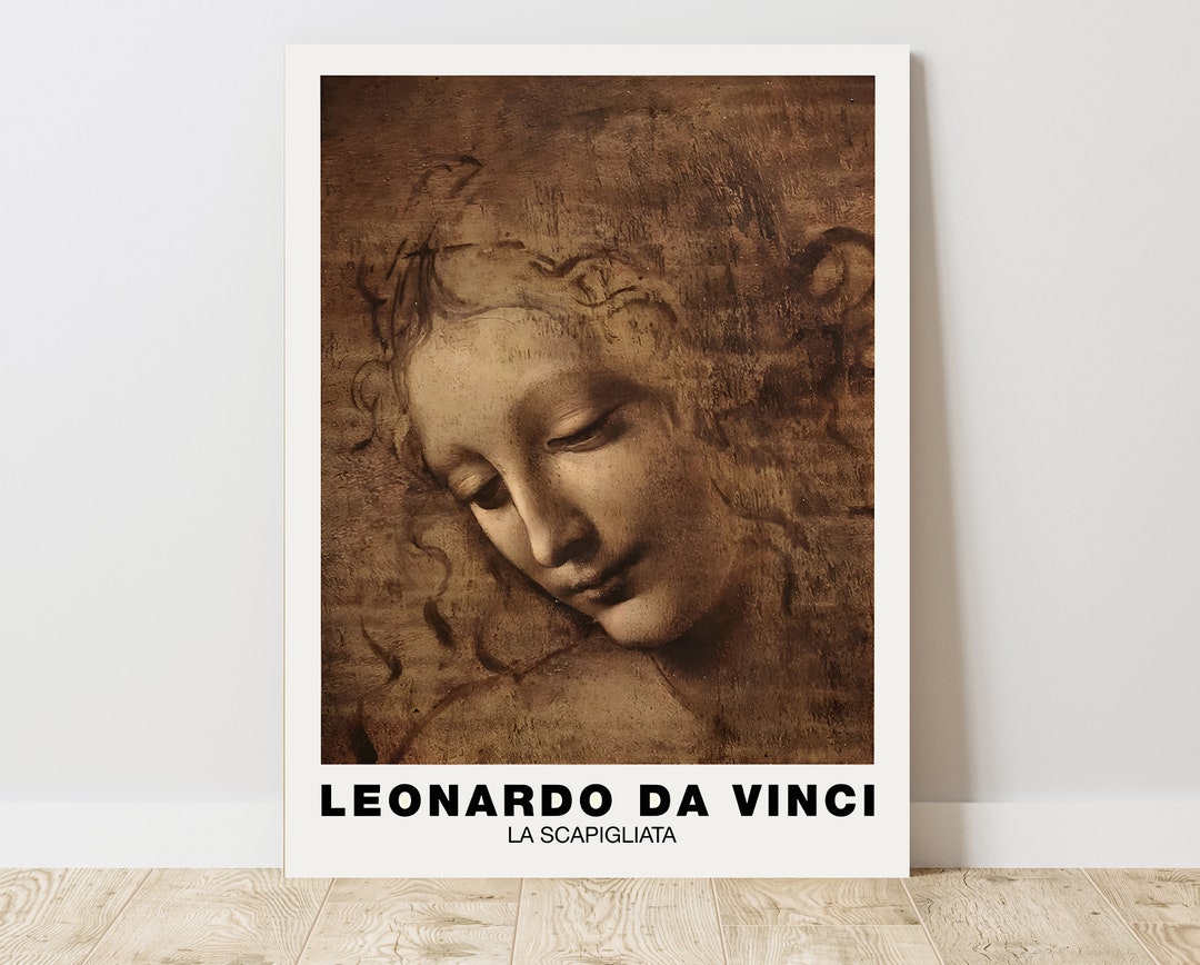 Leonardo Da Vinci La Scapigliata Poster, Head of a Woman, Art Print Vintage Exhibition Canvas ...