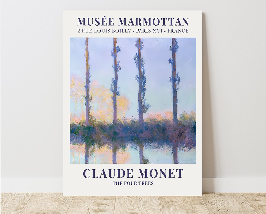 Monet the Four Trees 1891 Vintage Exhibition Claude Monet Canvas Art ...