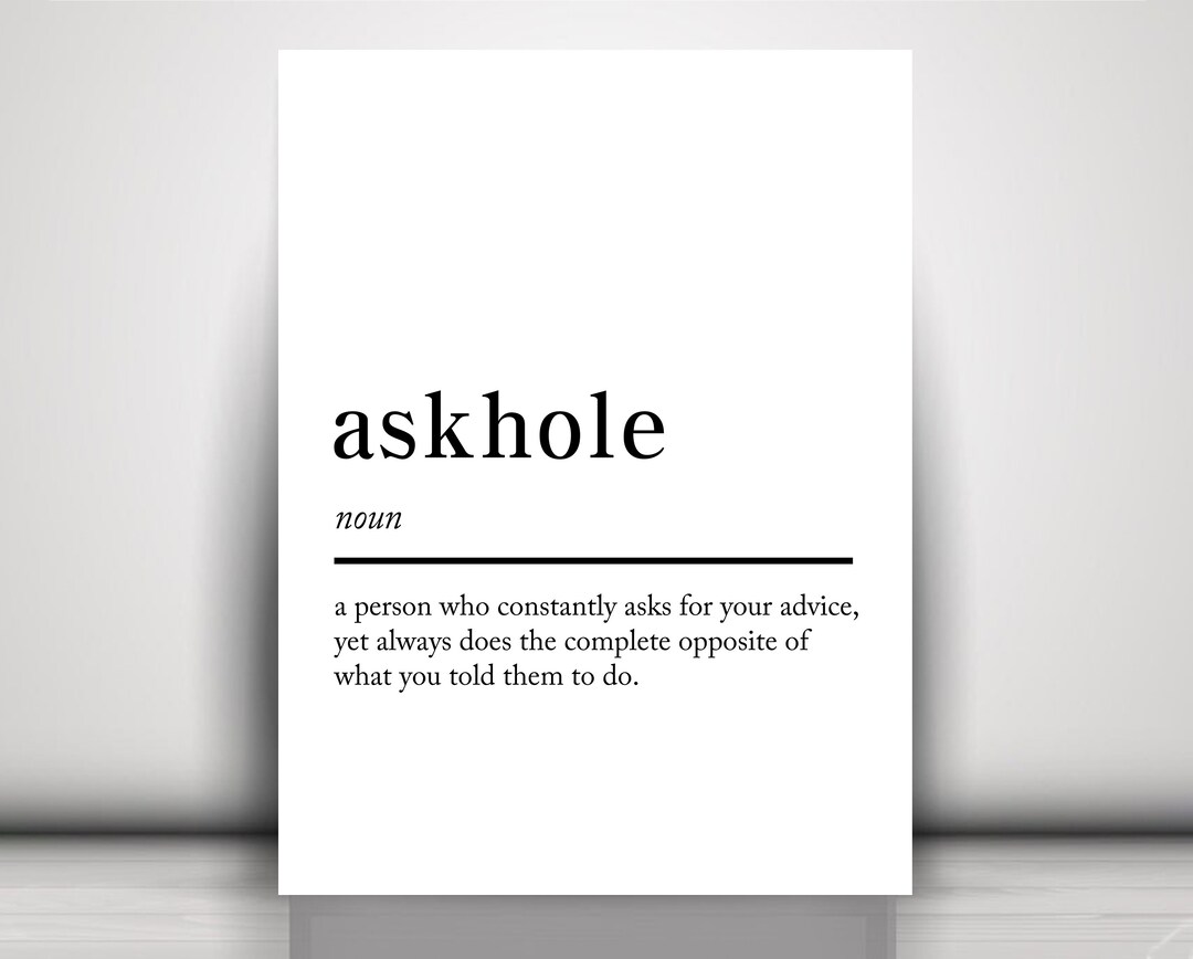 Canvas Wall Art, Askhole Definition Print Poster Quote Wall-art Gift ...