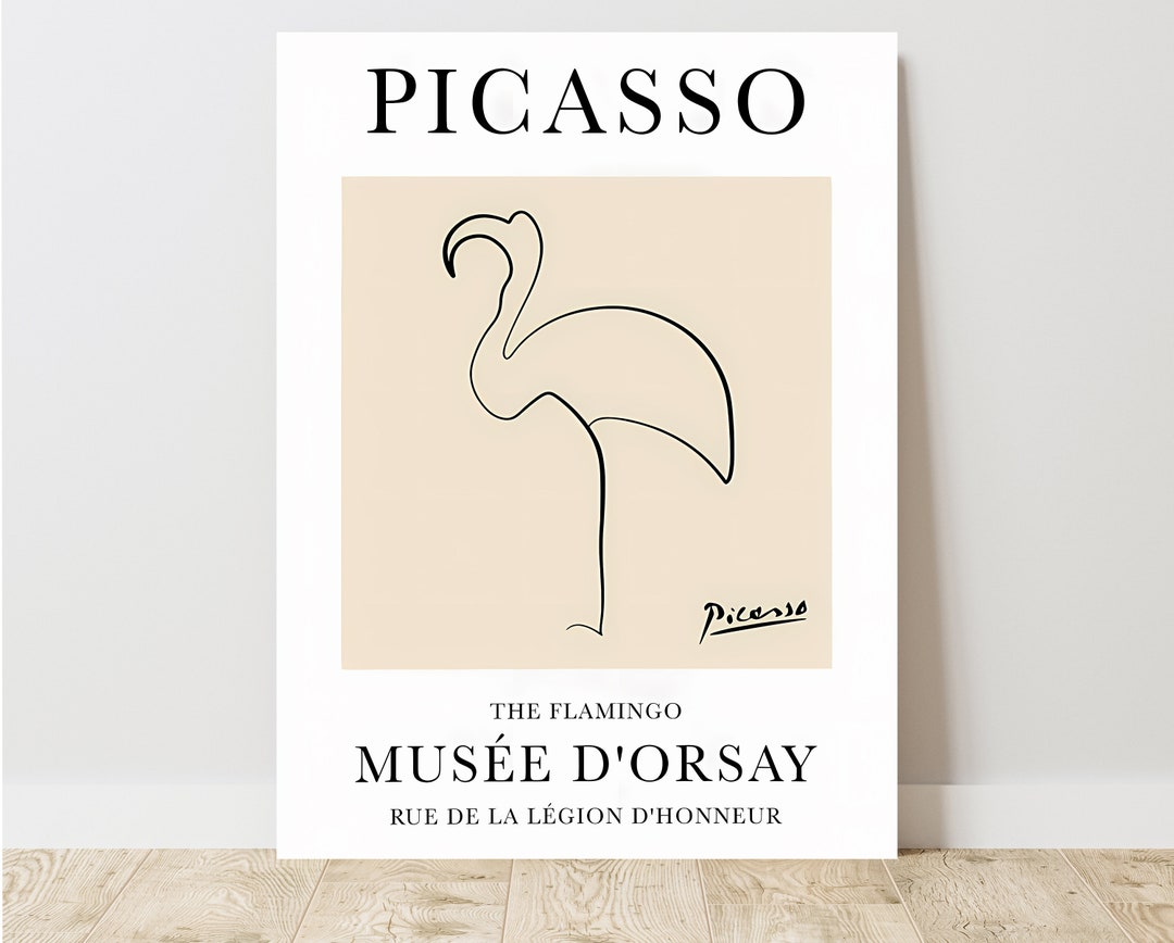 Picasso Flamingo Sketch Art Print: Vintage Canvas Exhibition J_156 - Etsy