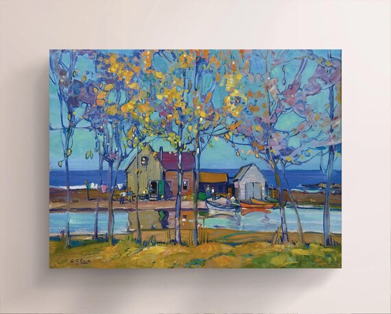 Allen Gilbert Cram Fishermans Cottages Vintage Canvas Art - Etsy
