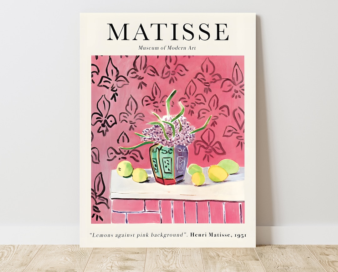 Matisse Lemons Against Pink Background, Vintage Exhibition Canvas Art ...
