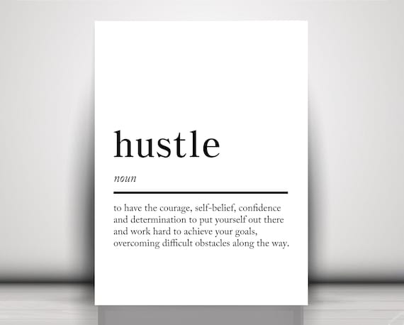 Canvas Wall Art Hustle Definition Print Poster Quote Wall-art | Etsy