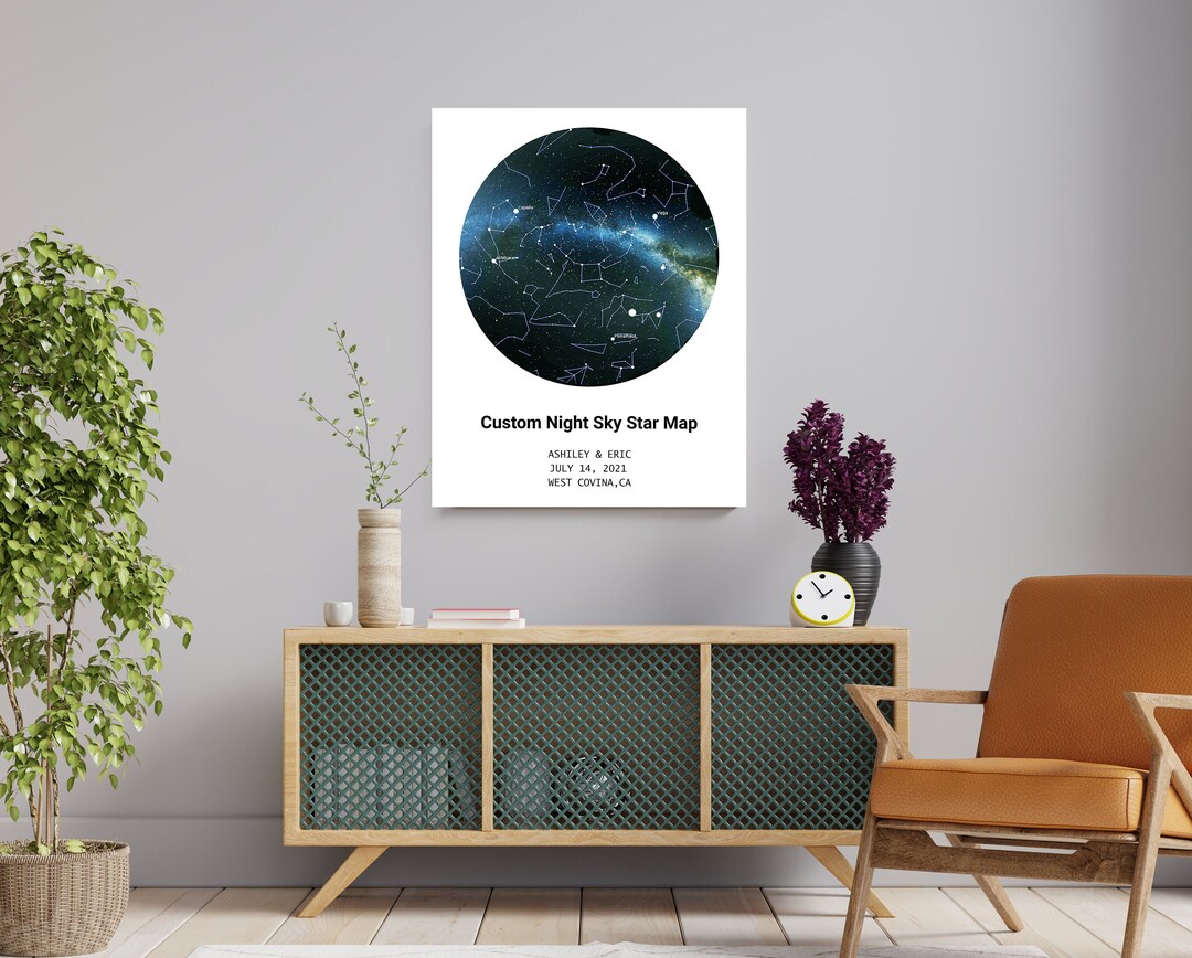 Custom Canvas Star Map, Custom Star Map Print, Anniversary Gift, the ...