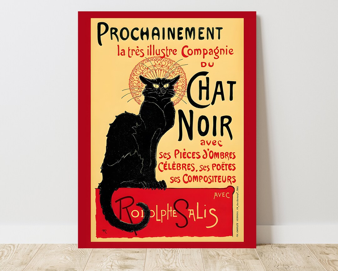 Le Chat Noir - 1896, Art Print | Vintage Exhibition Canvas Print J_454 ...