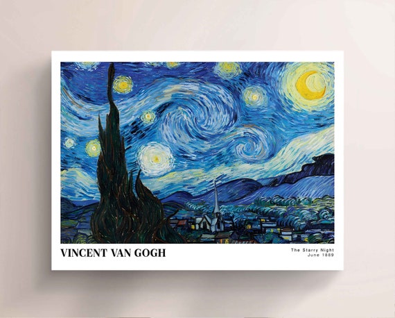 Van Gogh the Starry Night 1889 Vintage Exhibition Canvas Art | Etsy