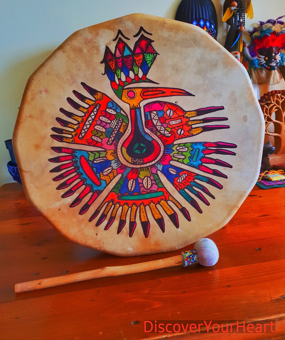 Shamanic Drum Andean Eagle, Goat. Available Octagon, 13 Sides or ...