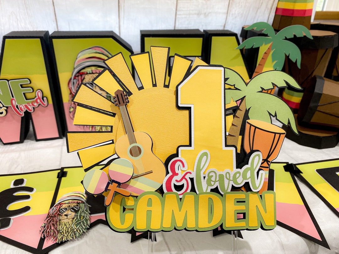 One & Loved Cake Topper | Reggae Theme Cake Topper | One Love First ...