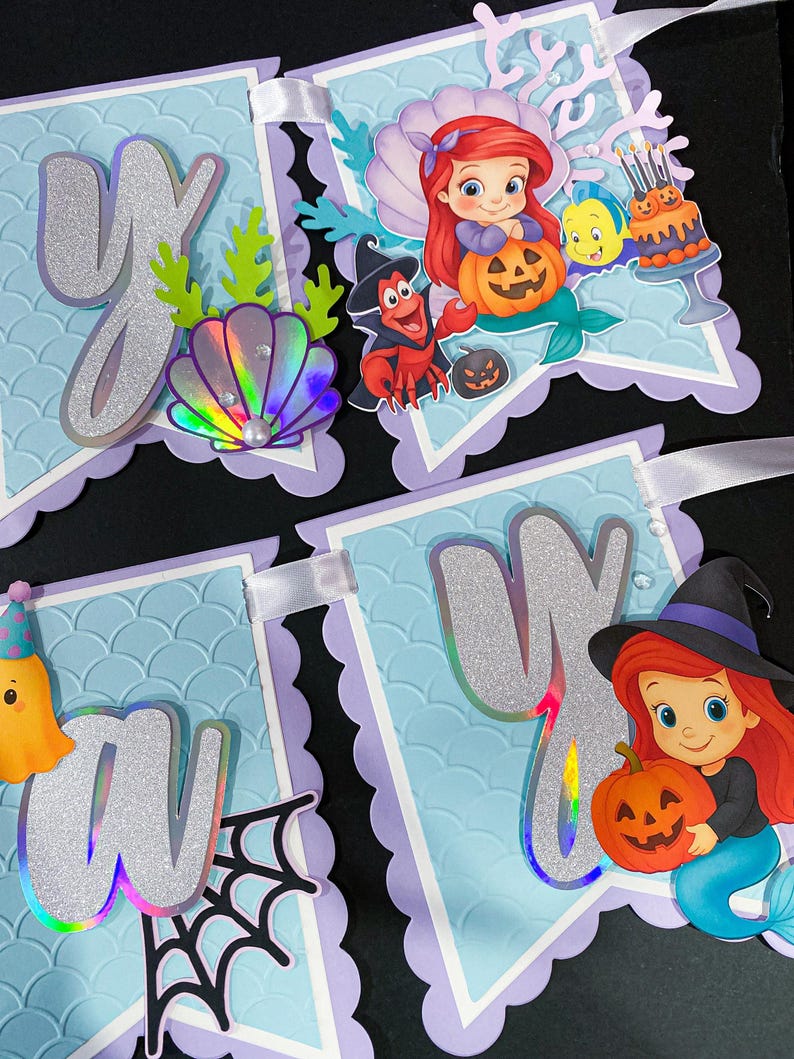 Witchy Disney Baby Ariel Happy Birthday Banner |girls Party Little ...