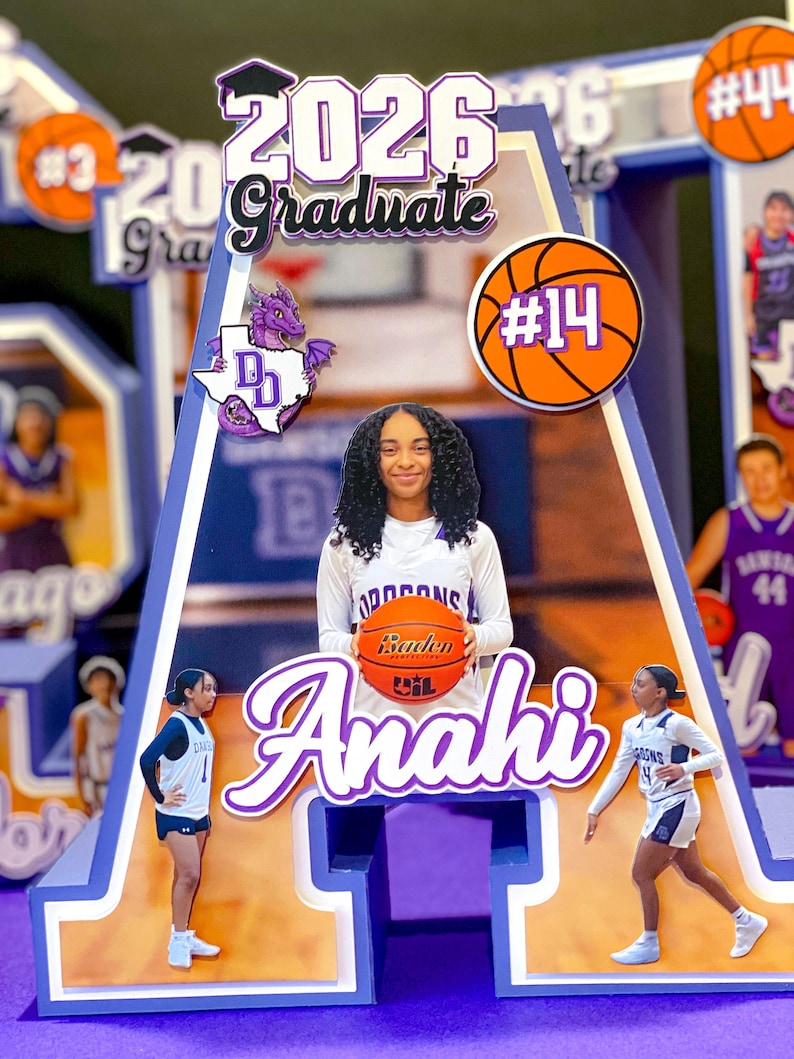 Large Custom 3D Graduation Letter With Photos | Basketball Senior Night ...