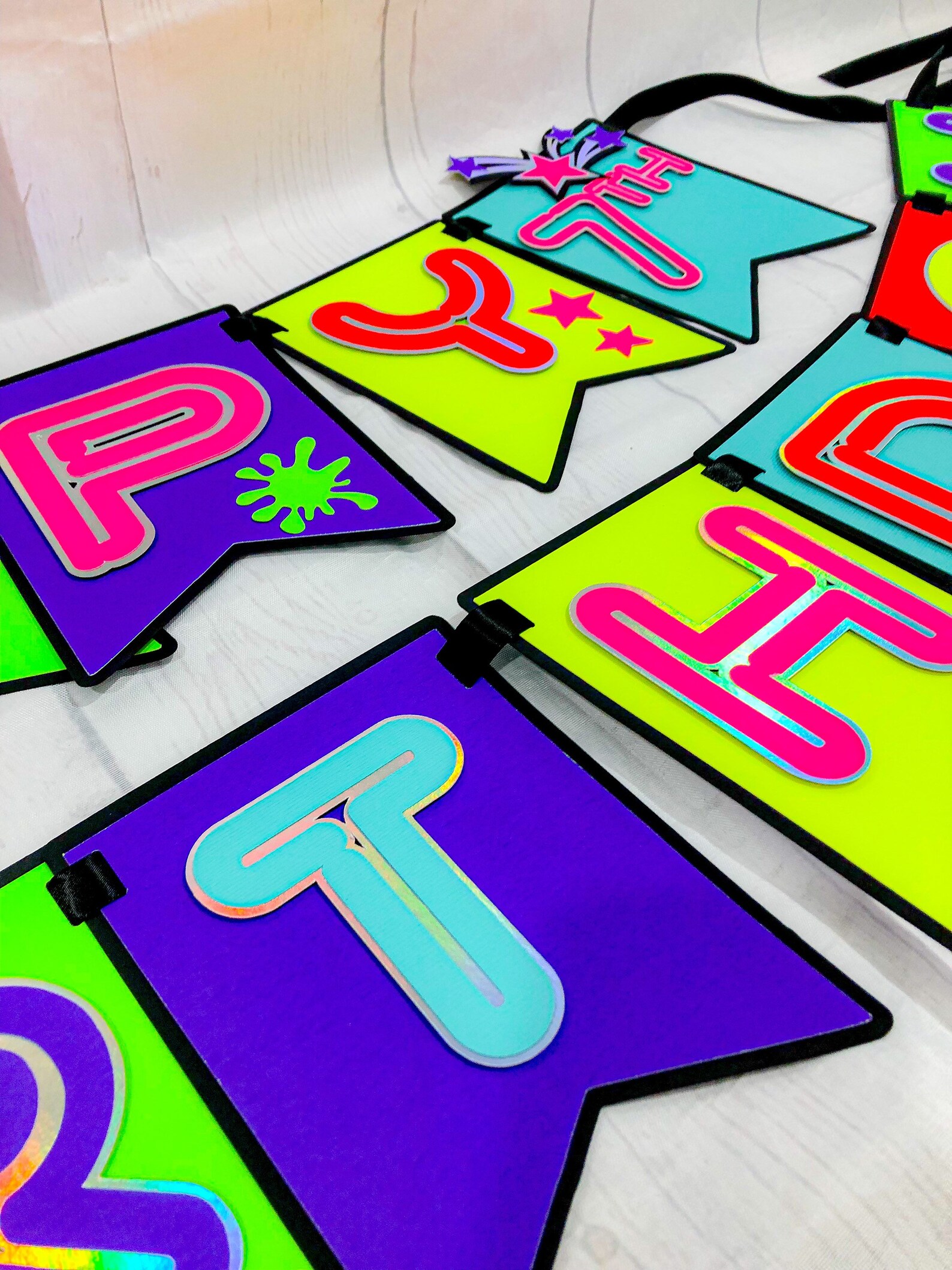 Neon Theme Birthday Banner Personalized Birthday Banner - Etsy