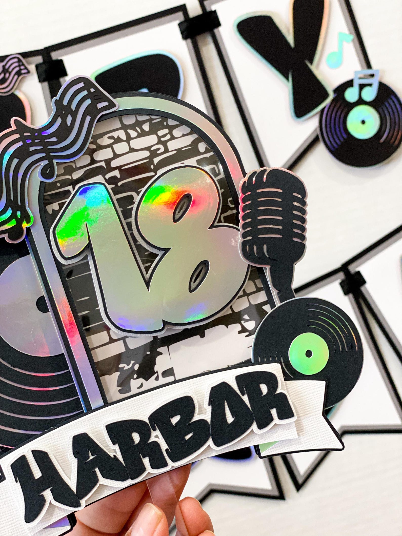 Music Theme Cake Topper | Vinyl Records Party | Hip Hop Rap Party ...