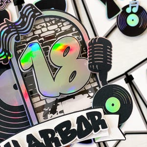 Music Theme Cake Topper | Vinyl Records Party | Hip Hop Rap Party ...