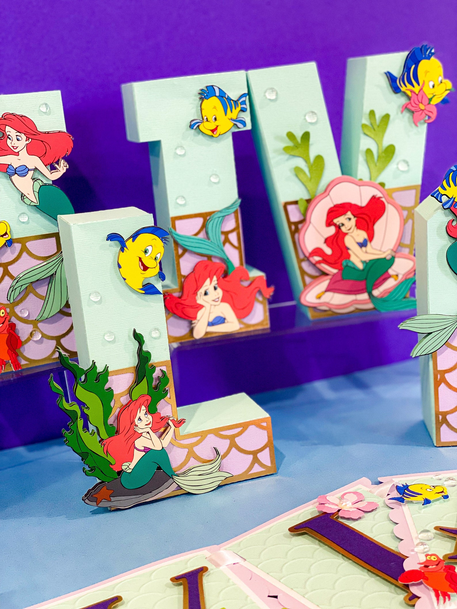 Little Mermaid Theme 3D Letters | Ariel Party Theme | Mermaid Birthday ...
