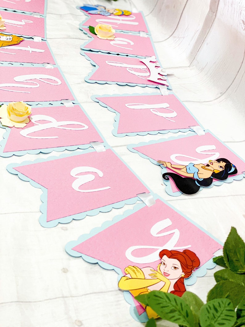 Happy Birthday Banner Disney Princesses Theme Party - Etsy