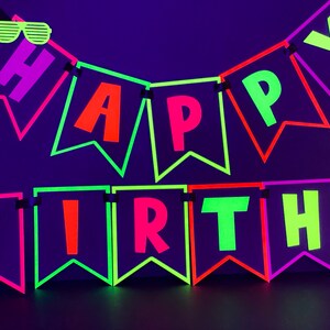 Neon Theme Birthday Banner | Personalized Birthday Banner | Neon Theme ...