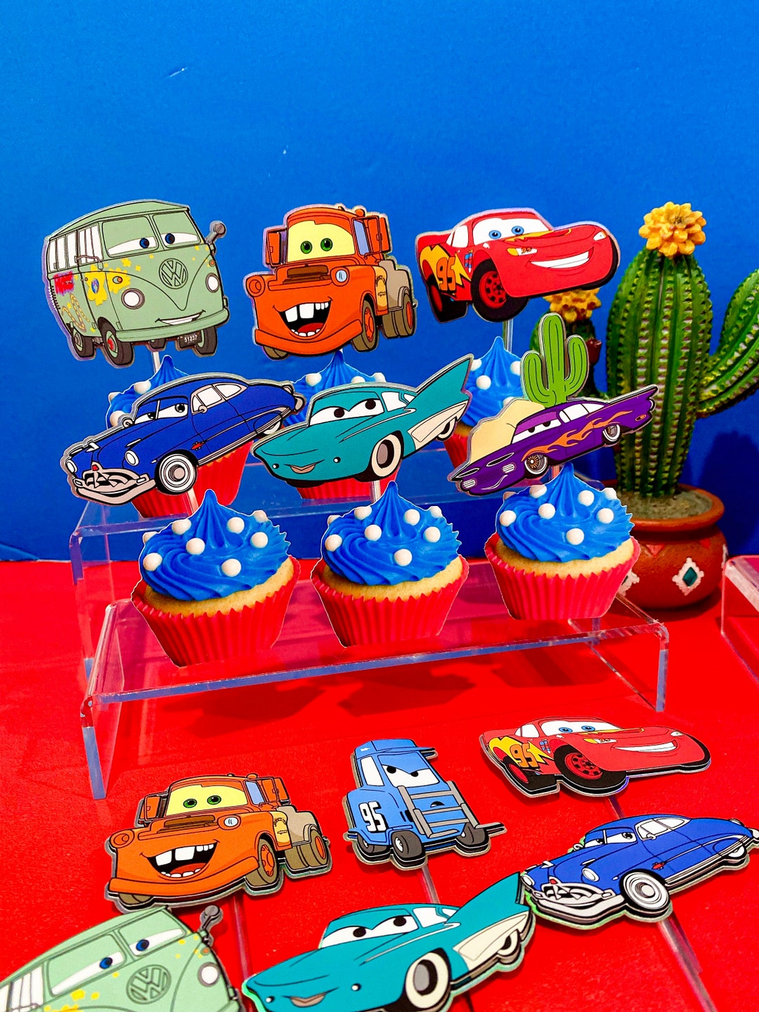 Set of 12 Cupcake Toppers | Disney Cars Movie Cupcake Topper | Disney ...