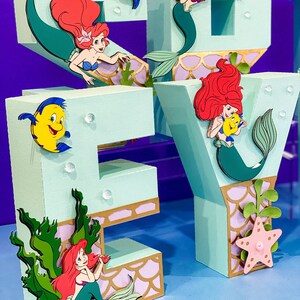 Little Mermaid Theme 3D Letters | Ariel Party Theme | Mermaid Birthday ...