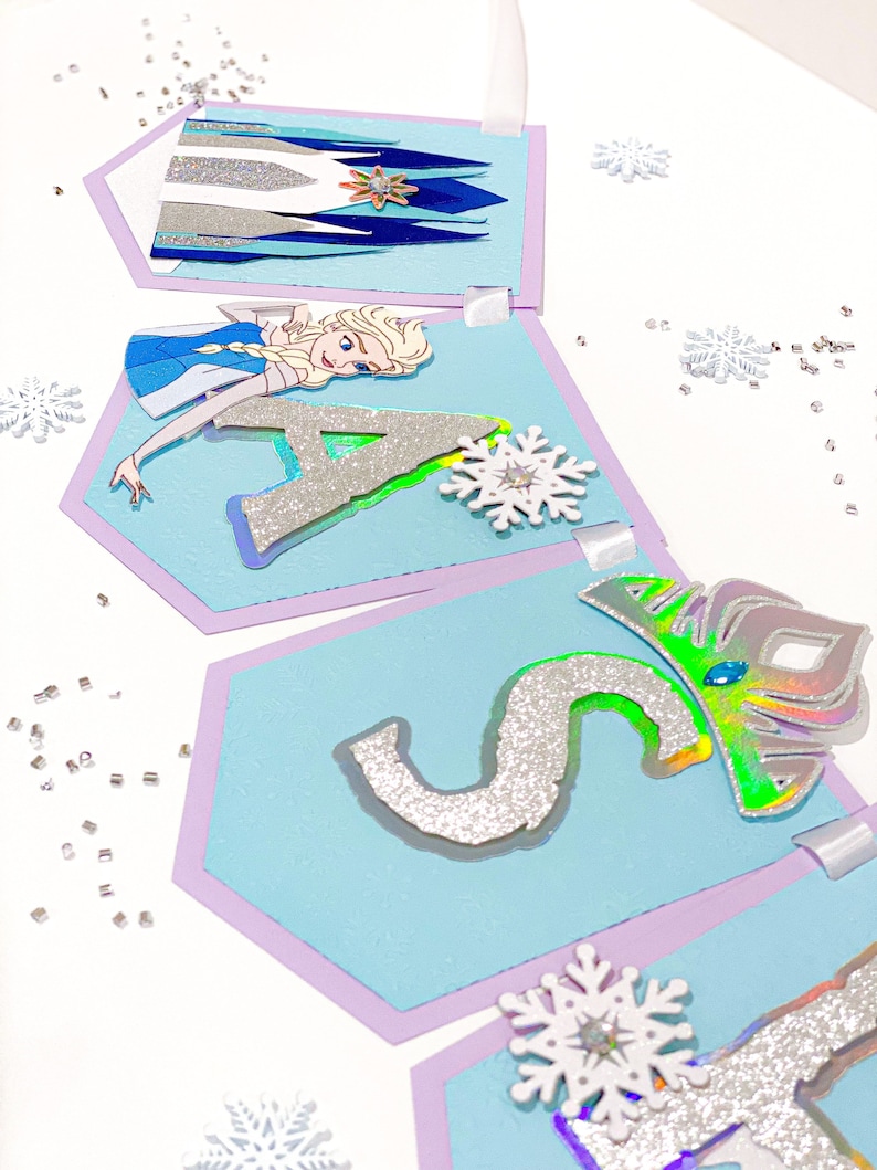 Frozen Happy Birthday Banner Elsa Princess Theme Party - Etsy