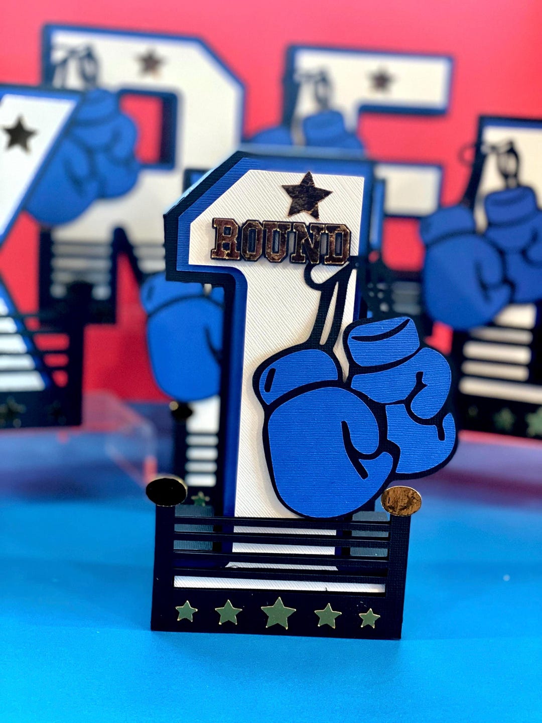 Blue and Silver Boxing Theme 3D Letters | First Round Boxing Party ...