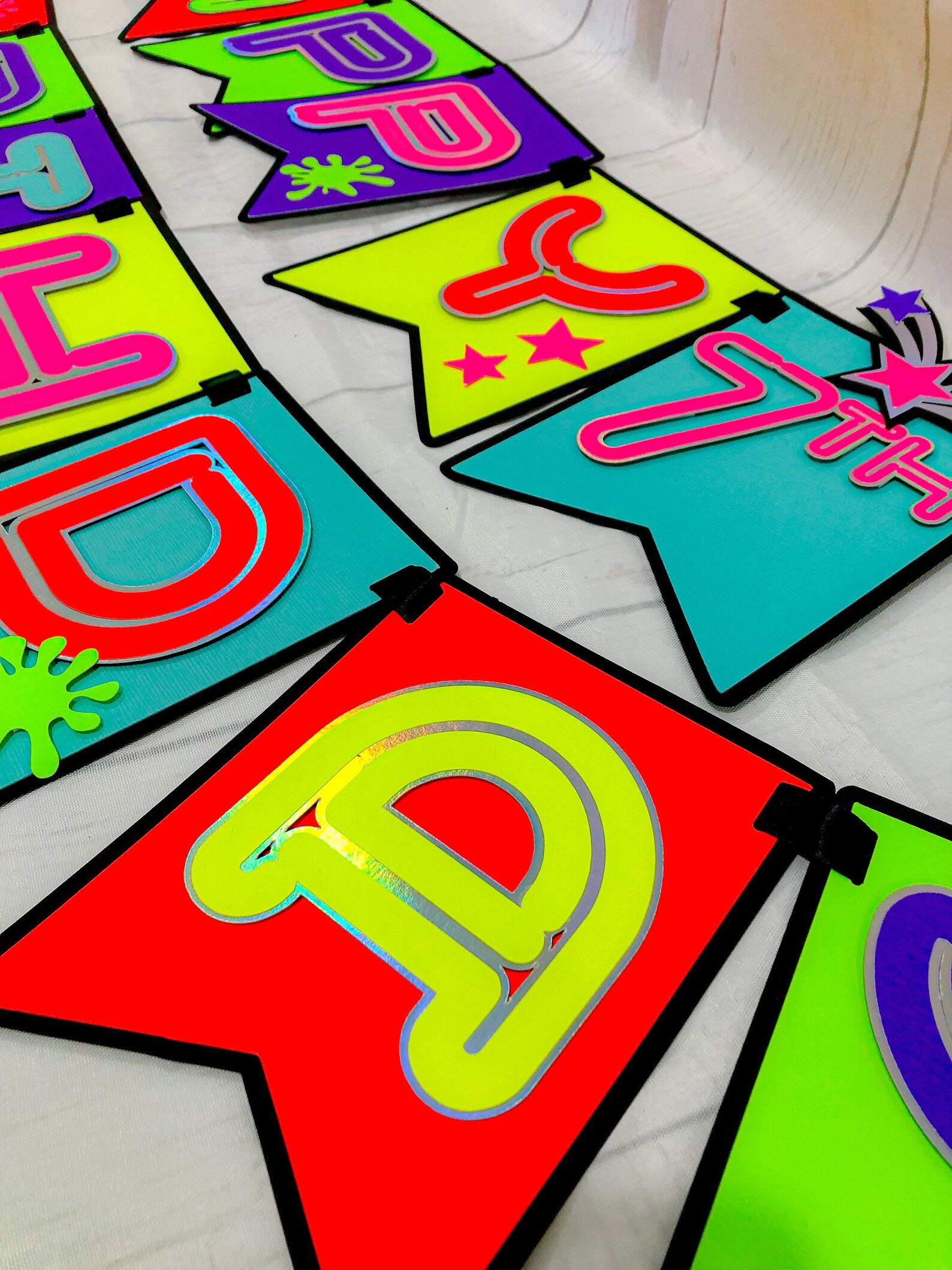 Neon Theme Birthday Banner Personalized Birthday Banner - Etsy