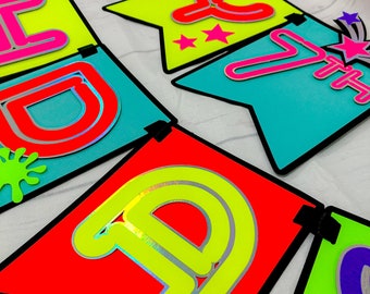 Neon Birthday Banner - Etsy