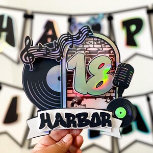 Music Theme Cake Topper | Vinyl Records Party | Hip Hop Rap Party ...